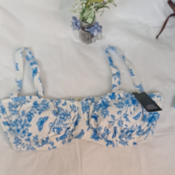 wild fable | Swim | Wild Fable Blue And White Floral Bikini Top | Poshmark